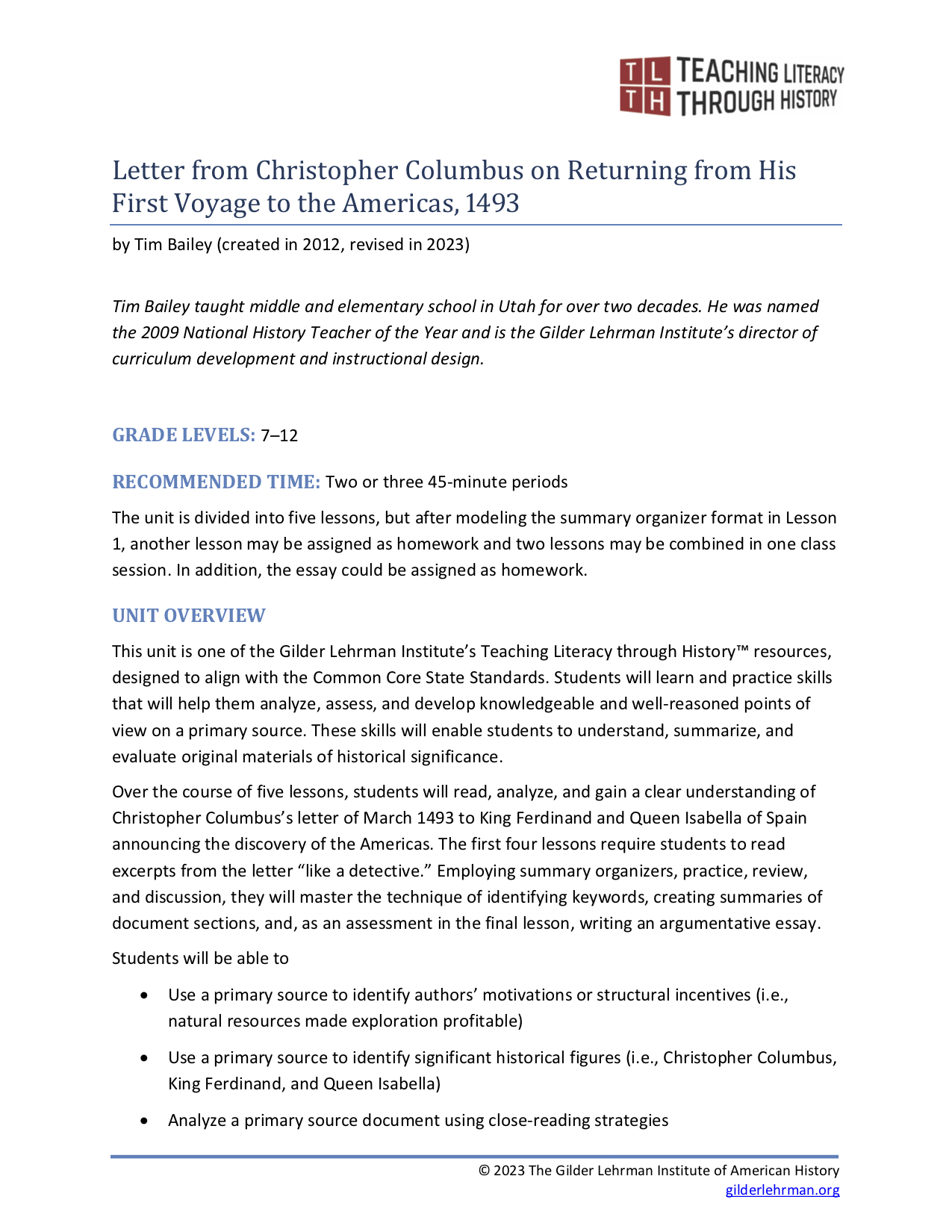 Letter from Christopher Columbus on Returning from His First Voyage to ...