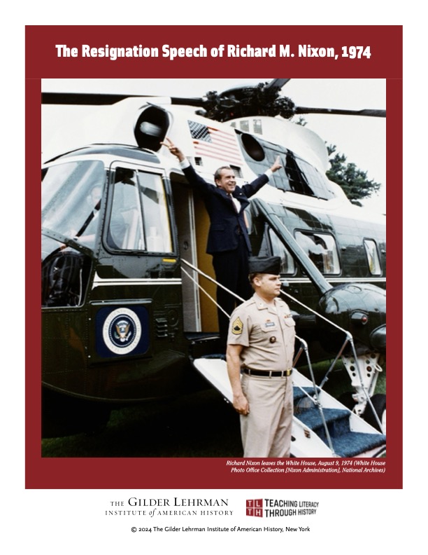 The Resignation Speech of Richard M. Nixon | Gilder Lehrman Institute ...