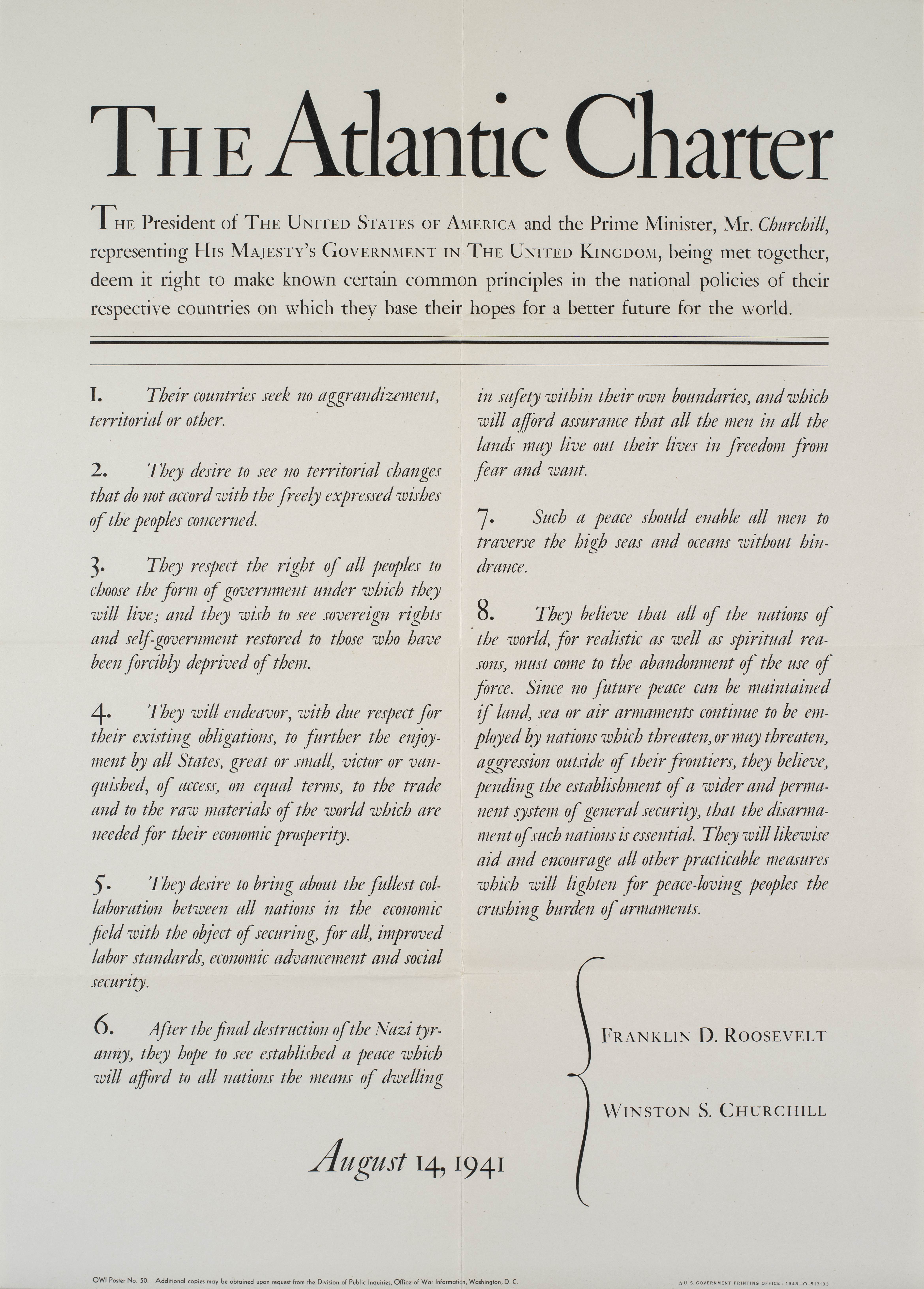 The Atlantic Charter | Gilder Lehrman Institute of American History