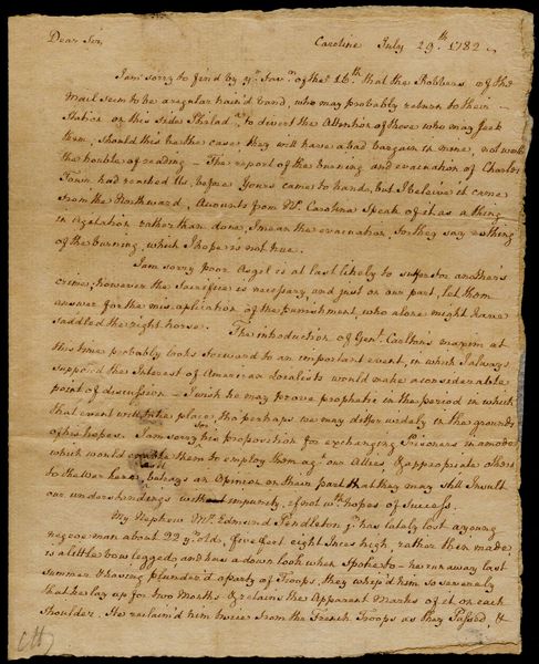 to James Madison re: war in the South, Loyalists, loss of a slave ...