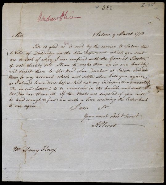 to Henry Knox | Gilder Lehrman Institute of American History