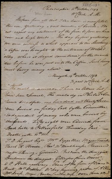 [An account of the yellow fever outbreak in Philadelphia] | Gilder ...