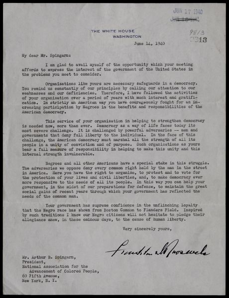 to Arthur Barnett Spingarn | Gilder Lehrman Institute of American History