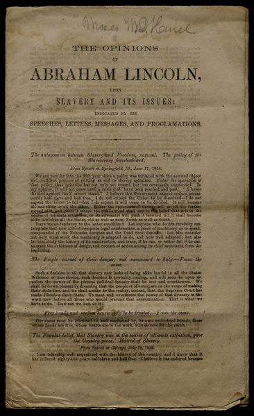 The opinions of Abraham Lincoln, upon slavery and its issues | Gilder ...