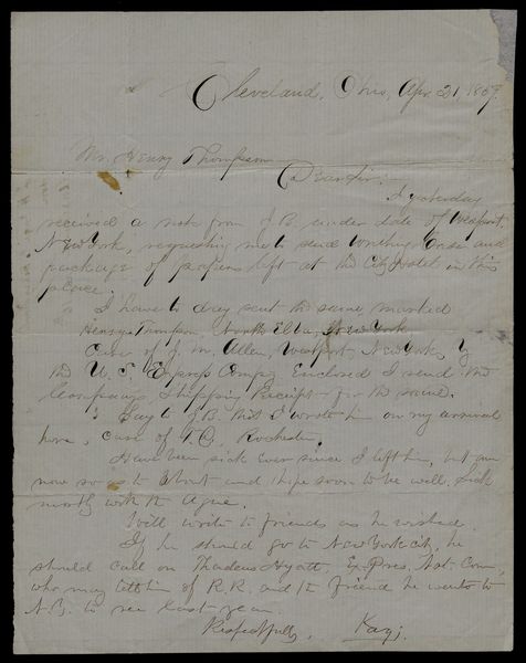 to Henry Thompson | Gilder Lehrman Institute of American History