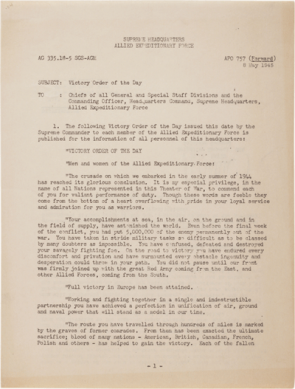 Victory Order of the Day, 1945 | Gilder Lehrman Institute of American ...